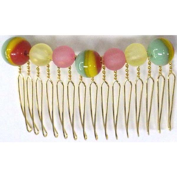 ガラスビーズをあしらった髪飾り高さ：約40mm　　巾：約60mmシンプルですが大人の雰囲気です。ガラス工芸の伝統ある大阪泉州のガラス工芸品です。手作りの為、実際の商品と色等が多少異なる場合があります。