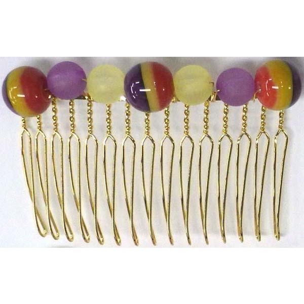 ガラスビーズをあしらった髪飾り高さ：約40mm　　巾：約60mmシンプルですが大人の雰囲気です。ガラス工芸の伝統ある大阪泉州のガラス工芸品です。手作りの為、実際の商品と色等が多少異なる場合があります。