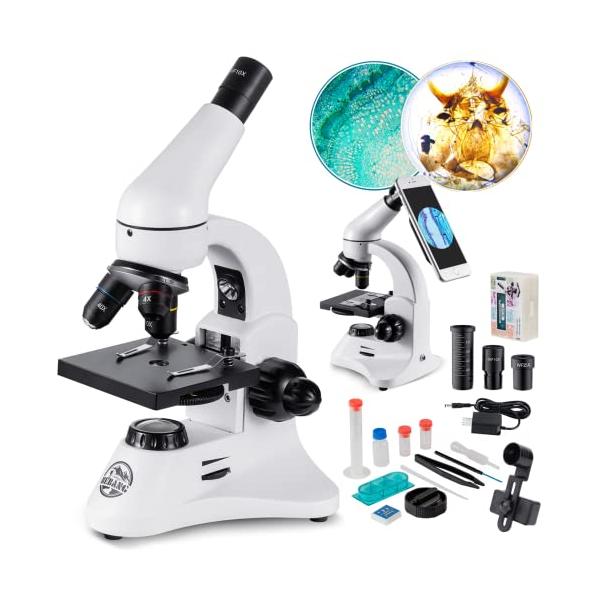12種類の倍率/最大2000倍の倍率 広角接眼レンズWF10 + WF25、2022アップグレードされたバローレンズ、40倍から2000倍の倍率。 金属製、最高の品質、より良いタッチ。デュアル照明システム 上下に2つの光源を備えているため、...