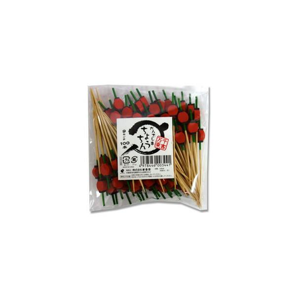 ■サイズ　：直径１．８ｍｍ×長さ9ｃｍ<br>■材質　：天然木（竹）<br>■入り数　：１袋（１００本入）<br>■商品説明　：ちょうちんのモチーフが付いたかざり串です。