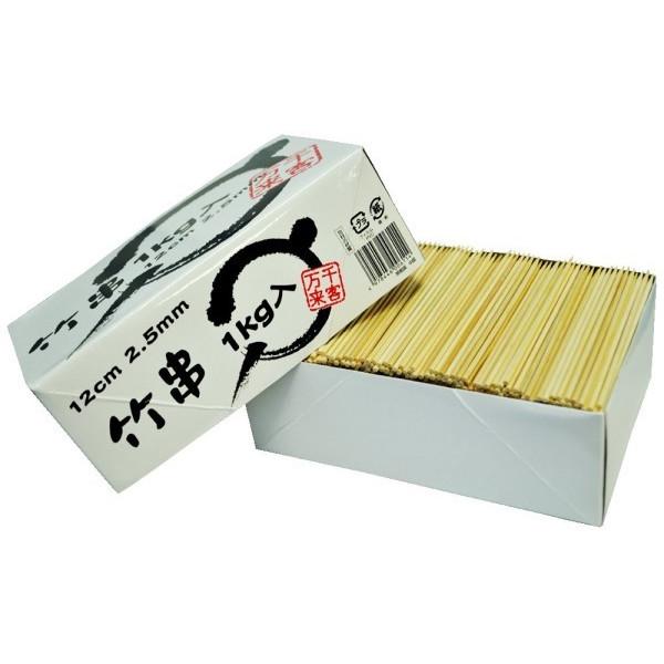 1本のサイズ　(約) 太さ2.5mm×長さ12cm<br>内容量  1kg入<br>材質　天然竹<br>生産国 中国<br>1箱入数　(約)1750本<br>