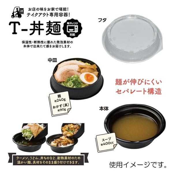保温性、断熱性に優れた発泡素材の本体で出来立て感のままお届けします。<br>ラーメン、うどん、丼ものなど、断熱素材のため、暖かい麺、ご飯、具材をそのまま盛り付けできます。<br>電子レンジ対応<br>&l...