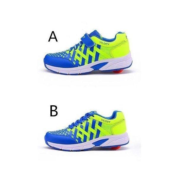 通販 靴 子供 こども 子ども★すべる・回転する・歩く・走る ローラースポーツシューズ！★普通に歩くことができます。ゴム加工仕様の靴底はウィールがついた状態でも歩けますし、取りはずせば普通のスニーカーとして歩いたり走ったりできます。★超耐摩...