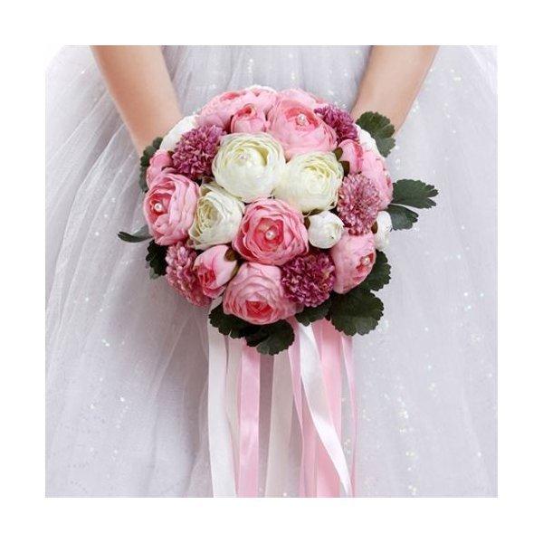 花嫁 ブーケ  ブライダル ブーケ ブライダル フラワー ★ロマンチックな花束で、ハッピー・ウエディング!★造花を使用しておりますので、前撮り・海外ウエディング・ご披露宴など何度もお使いいただけます!★お式後は新居のインテリアとしてお楽しみ...