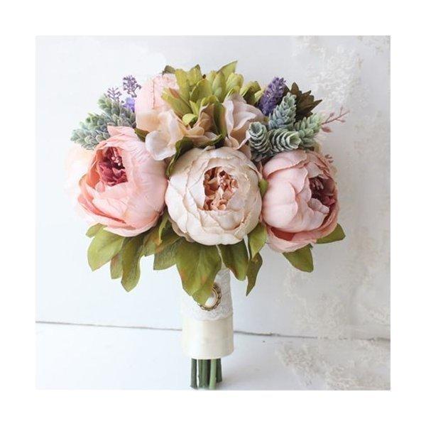 花嫁 ブーケ  ブライダル ブーケ ブライダル フラワー ★ロマンチックな花束で、ハッピー・ウエディング!★造花を使用しておりますので、前撮り・海外ウエディング・ご披露宴など何度もお使いいただけます!★お式後は新居のインテリアとしてお楽しみ...