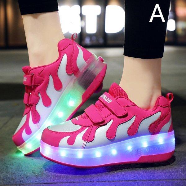 ☆ローラーを収納し、スニーカーにも☆デイリーユースに、ご旅行にと幅広くお使いいただけます。☆プレゼントにいかがでしょう☆自動格納式ホイールの実用化が自由に伸縮自在ことができます。滑る、歩く、走る、を全て一つの靴で。2輪タイプで安定感もばっち...