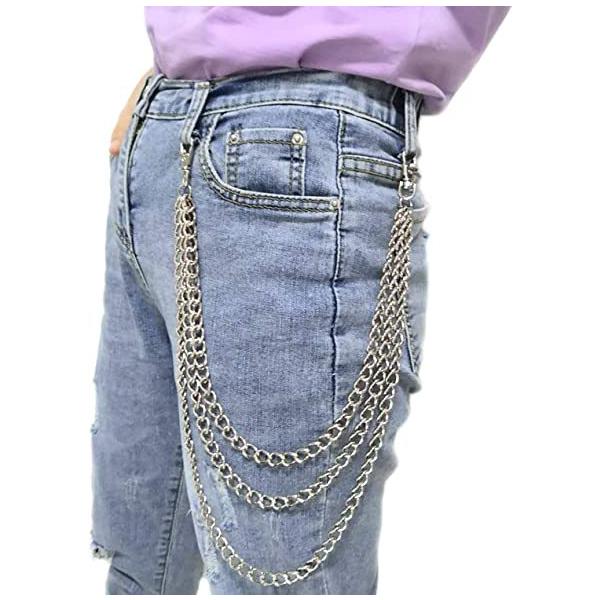 パッケージ内容：1着3役のズボンチェーン1本。3本のチェーンを一緒に。男女兼用のファッションアクセサリー。ダンス、ロック、パンク、ヒップホップファンに最適。舞台のパフォーマンスに最適。Amazon Mastercardクラシック新規ご入会で...