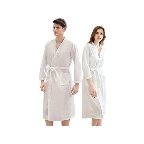 【材質】ポリエステル；【シーズン】夏男女兼用でシンプルなデザインのカップルバスローブです。部屋着代わりやお風呂上がりなど、エステのガウンなどにおすすめです。ふんわりの手触りが良い、吸水性に優れて、落ち感がよく何回洗っても型崩れ無し耐久性も最...