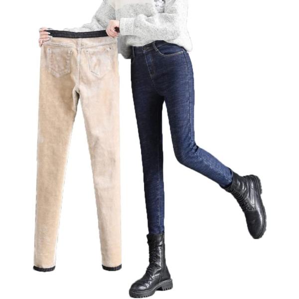 Winter Warm Jeans --- Fleece lined jeans leggings is made of high-quality denim fabric and ultra soft fleece lining, dur...