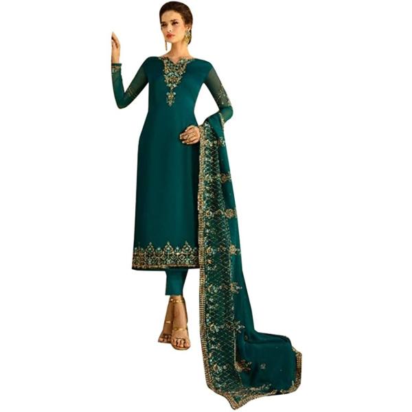 素材構成: Satin GeorgetteSTYLE : This is Semi-stitch dress material needs sewing/stitching according to body measurements.FA...