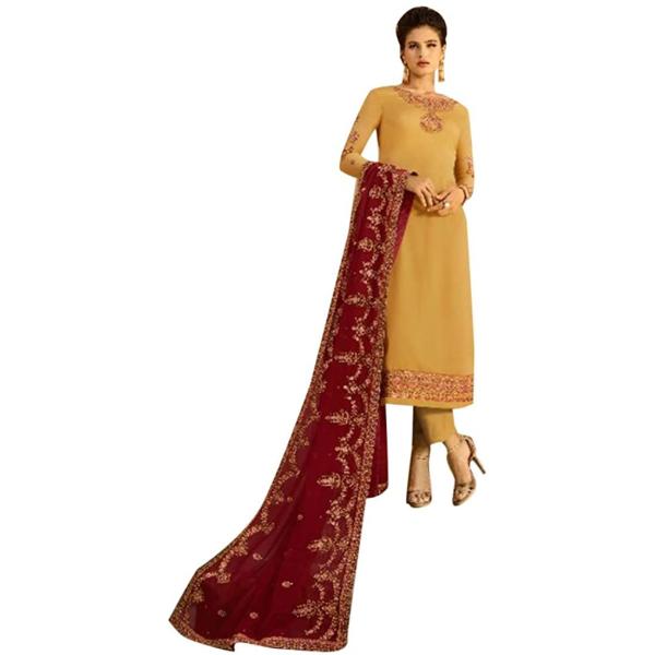 素材構成: Satin GeorgetteSTYLE : This is Semi-stitch dress material needs sewing/stitching according to body measurements.FA...