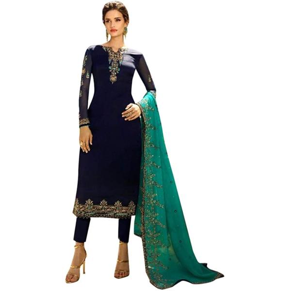 素材構成: Satin GeorgetteSTYLE : This is Semi-stitch dress material needs sewing/stitching according to body measurements.FA...