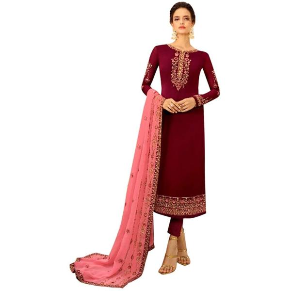 素材構成: Satin GeorgetteSTYLE : This is Semi-stitch dress material needs sewing/stitching according to body measurements.FA...