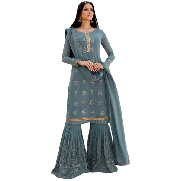 素材構成: GeorgetteSTYLE : This is Semi-stitch dress material needs sewing/stitching according to body measurements.FABRIC D...