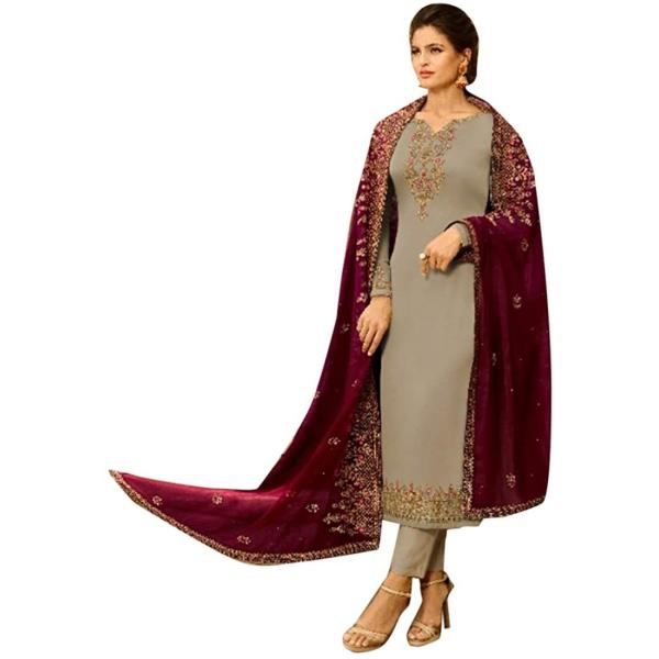 素材構成: Satin GeorgetteSTYLE : This is Semi-stitch dress material needs sewing/stitching according to body measurements.FA...