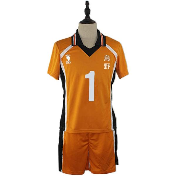 [インスピレーション]：デザインのインスピレーションは日本のアニメハイキュー!!から来ています。 男性女性コスチュームアニメスクールユニフォーム烏野高校ジャージーバレーボールコスプレコスチュームトップショーツ。【素材】：ポリエステル。 柔ら...