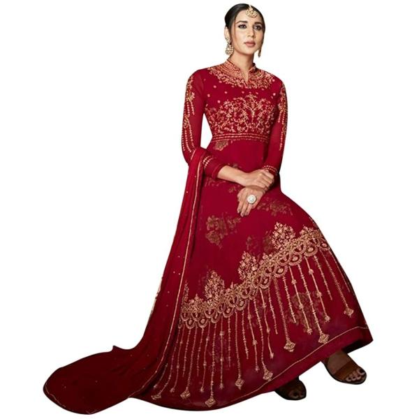 素材構成: Heavy GeorgetteSTYLE : This is Semi-stitch dress material needs sewing/stitching according to body measurements.FA...