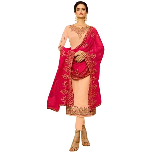 素材構成: Satin GeorgetteSTYLE : This is Semi-stitch dress material needs sewing/stitching according to body measurements.FA...