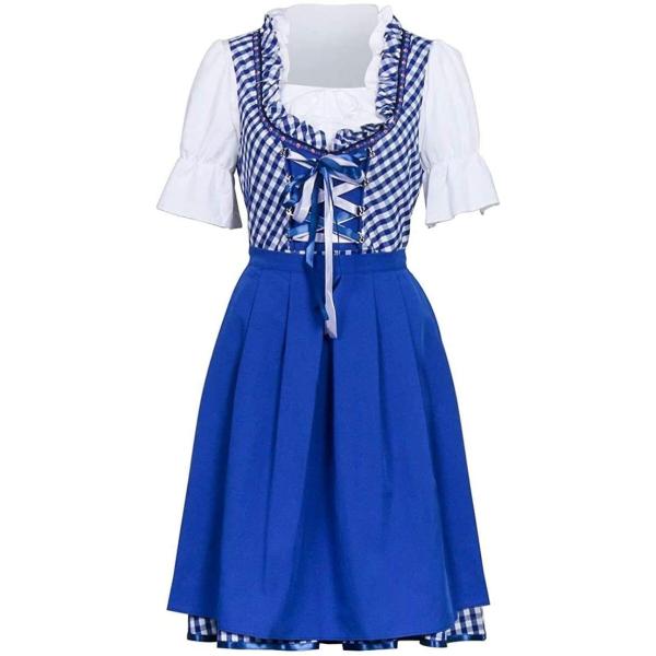素材：綿100％。3個オクトーバーフェストドイツのビールパーティー女性の衣装：Dirndl Dress + Apron +ブラウス。古典的な格子縞のドレス、バックジッパーの閉鎖、刺繍のトリムを持つ取り外し可能なエプロン。コットン固定：ジッパ...