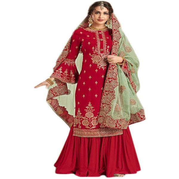 素材構成: Faux GeorgetteSTYLE : This is Semi-stitch dress material needs sewing/stitching according to body measurements.FAB...