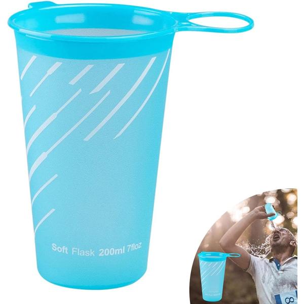 ?保管が簡単：この飲用カップは折りたたみ式です。 TPUカップ本体は軽くてやわらかいので、持ち運びに負担がかからず、走りながら飲みやすいです。?ポータブルカップホルダーのデザイン：あなた自身の個人的な飲用カップを持っていると、使い捨てのプラ...