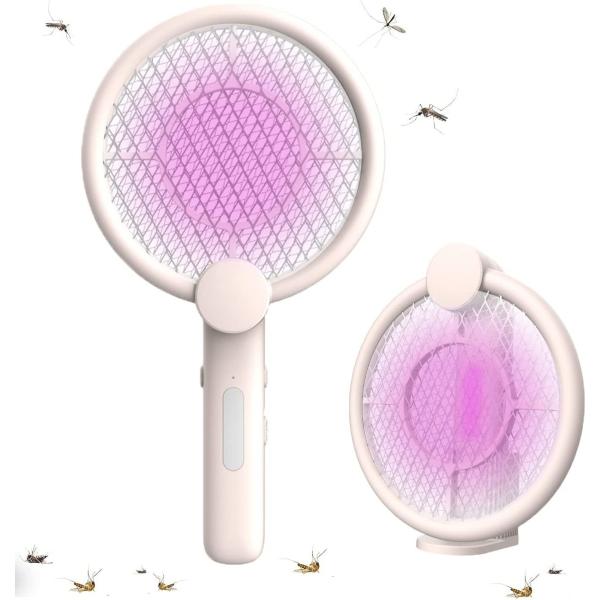 UVライト誘引、2WAY蚊取りラケット】 折り畳めて自立可能！ラケット電撃殺虫モードと光源誘引殺虫モード二つモードが備えており2WAY蚊取りラケットです！ 蚊やコバエが好む波長のUVライトでおびき寄せ、近付いて来た虫を高圧の電撃ネットでバチ...