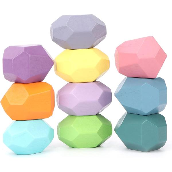 【木製バランスストーン】高品質のブナ材を使用したスタッキングブロックで、磨き上げられ、外側は滑らかで、バリがなく、子供から大人まで安全です。【幅広い用途】子どもたちが自立して遊ぶとき、子どもたちの自主的な思考や論理を育むおもちゃです。子供た...