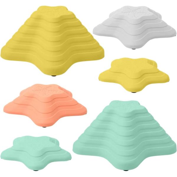 バランスストーン 星形（6個セット）遊びながら「バランス」「距離感」「集中力」「体幹」をトレーニング！様々な感覚を養う！川の中の石から石へ飛び移っていく遊びをイメージした遊具です。凹凸や段差が足裏をやさしく刺激！付属の滑り止めクッションで飛...