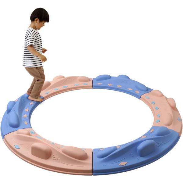 遊びながら楽しく体幹トレーニングができるバランスブロックです。凹凸や段差が足裏をやさしく刺激します。バランス感覚・体幹を鍛錬、運動能力、筋力強化に。付属の滑り止めクッションで飛び移ったりしてもストーンが滑りにくくなっています。室内外を問わず...