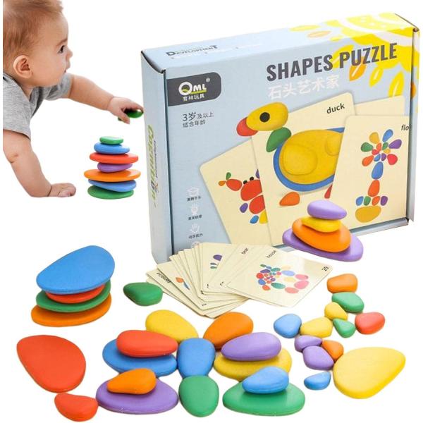 ☆[ 洗練されたモンテッソーリのおもちゃ ] 患者の発達、実践スキル、細かい運動能力などを大幅に促進するレインボー ペブル セットを使用すると、さまざまな形の石を最高点まで積み重ねることができます。正しいパターンを組み合わせて、子供の理解と...