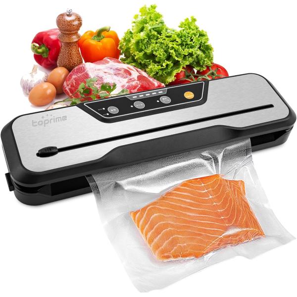 【複数のモード】4 in 1：真空&amp;シールモード、シール機能のみ、手動脱気、外部吸引のモードを備えたToprimeの多機能真空シーラーを使えば、さまざまな種類の食品、たとえ柔らかくて壊れやすい食品でも、より良い保存が可能になります。...