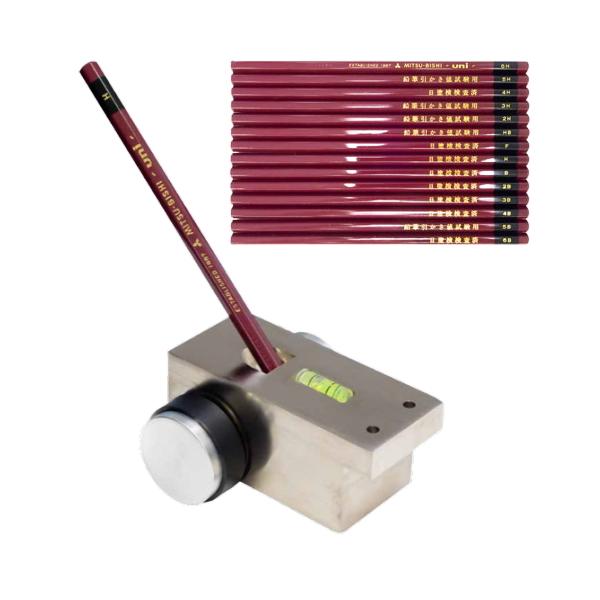 鉛筆ひっかき硬度試験器 MJ-PHTは、鉛筆を利用して塗膜硬度を測る測定器。塗膜の付着強度や硬さなどの測定に使用。■500g、750g、1000gの荷重に対応■JIS K-5600[引っかき硬度（鉛筆法）]、JIS K-5400に基づいた設計