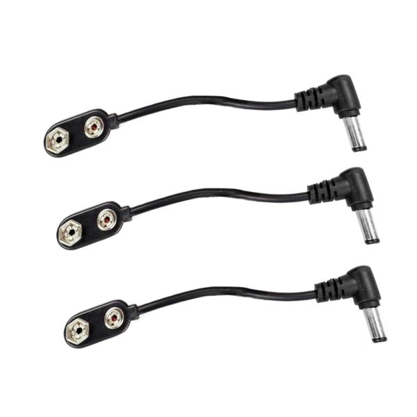 エフェクター 電源供給用 バッテリースナップ アダプター用ジャック変換 15CM ９Ｖ電池⇔ＡＣ 電池コネクタ  ３個セット  Ｉタイプ