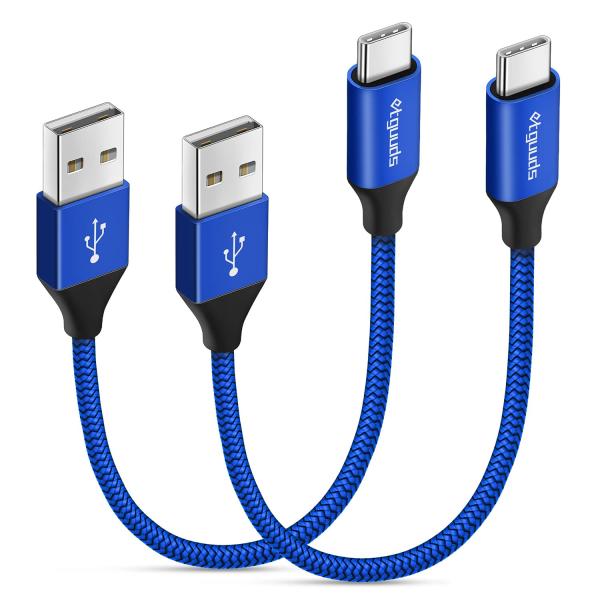 0.15m 2本 USB Type C ケーブル 短い 急速充電 QC3.0 タイプc ケーブル 15cm 高速データ転送 高耐久ナイロン コード