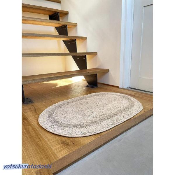 玄関マット 室内 楕円形 天然素材 コットン 綿 (ベージュ&amp;amp;#44;80×50 )「サイズ50×80で広々とした使い勝手が魅力! 快適な眠りをサポート」サイズ：50×80cm/60*40cm.「ブラウン・白ホワイトのカラー...