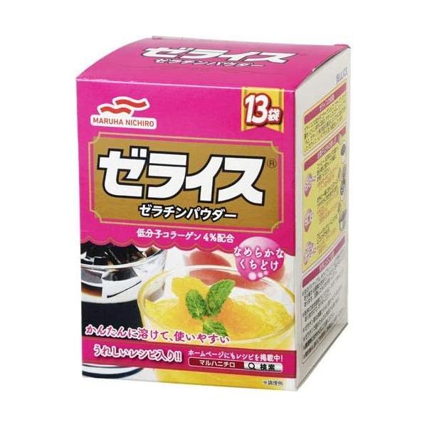 ゼリー系お菓子を作るならこれ！！商品の説明マルハニチロ　ゼライスお湯の中に振り入れてかき混ぜるだけで簡単に溶ける、顆粒状のゼラチンです。「豚」由来のコラーゲンから作られています。1袋当たり5g(標準的な使用で250ml分)と、使い切りに手頃...