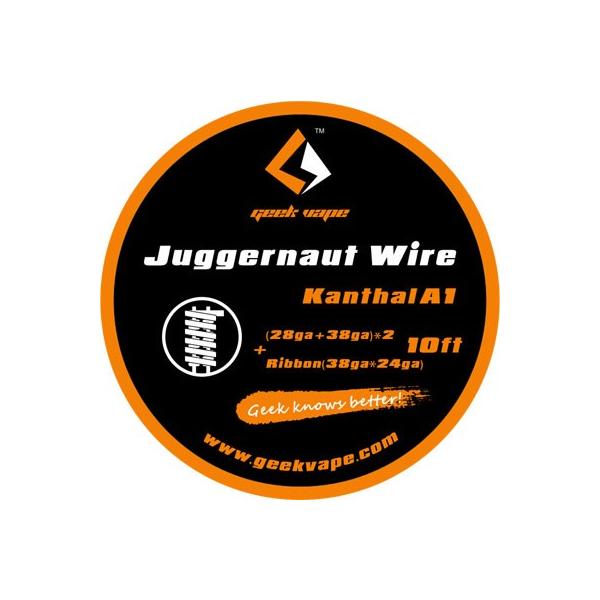 Geek Vape Wire Juggernaut Kanthal A1ギークベイプ ワイヤー ゲージ：(28Ga+38Ga9)x2 + Ribbon(38Gax24Ga)長　さ：10ft（約3m）素　材：カンタル
