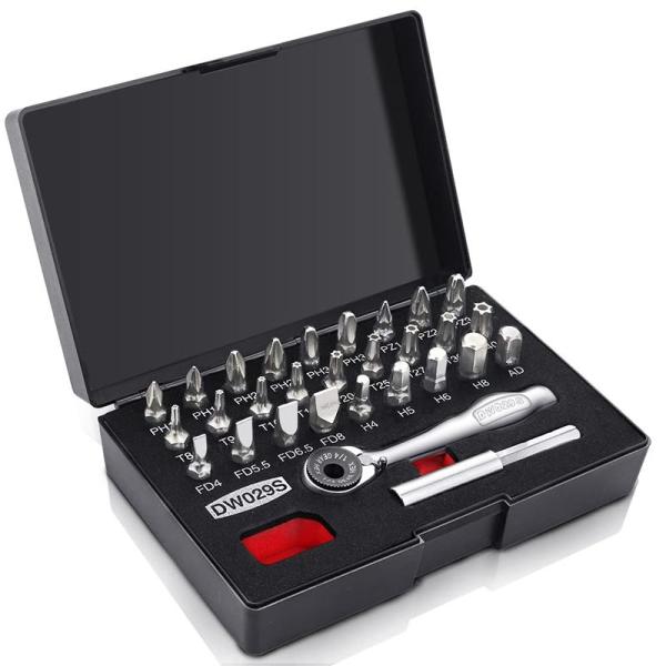 【商品名】　ラチェットレンチ 工具セット ビット差込 6.35mm(1/4") 六角レンチ ラチェット ビットセット ラチェットレンチ ガレージツール/ 【商品説明】　・セット内容：全29点(ビット×27点、ハンドル×2本)・ビットアダプタ...