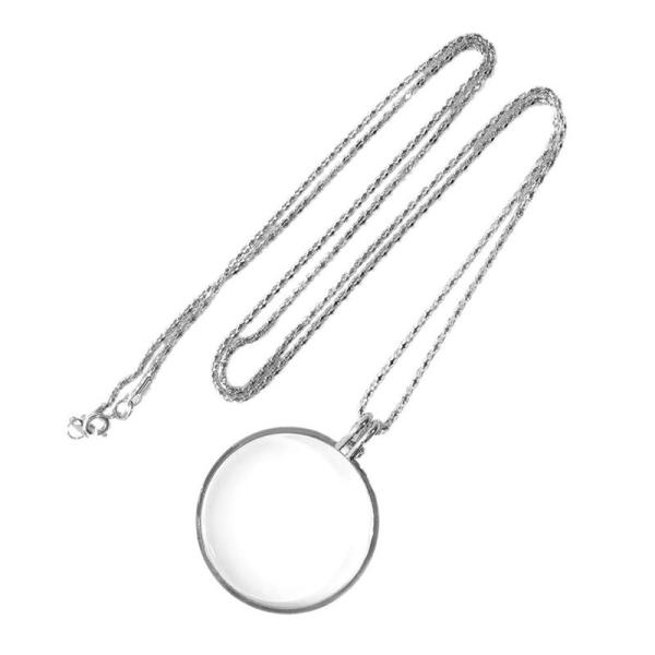 【商品名】　ペンダントルーペ 拡大率5倍 ルーペ ネックレス 拡大鏡 虫眼鏡 老眼鏡 読書用ルーペ 5倍拡大 手持ち 首掛け おしゃれ メンズ レディー 【商品説明】　・【サイズ】拡大鏡：44×4.8mm　レンズ直径：42mm　チェーン長さ...