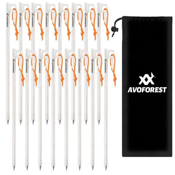 【商品名】　2023新開発AVOFOREST ペグ チタン製 チタンペグ レーザー一体化溶接 反射材入り 固定ロープ付き 超軽量 高強度 20cm/25 【商品説明】　・?【商品詳細】 サイズ(約)：直径8×長さ300mm、重量:(約)72...