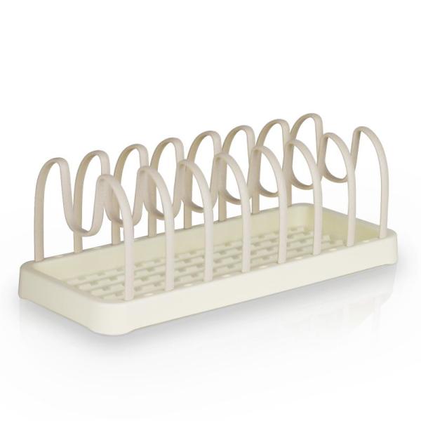 【商品名】　Baskiss 鍋蓋 スタンド フライパン 鍋蓋 置き キッチン多機能 蓋収納 ラック 8本仕切りパーツ付き 水切りラック お皿・ディッシュ 【商品説明】　・クリームのような色、とてもさやしいでしょう。・トレー底部にかみ合いのよ...