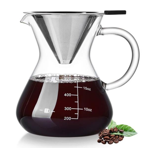 【商品名】　POKALOTEA ポカロティー コーヒーサーバー ドリップコーヒーサーバー 500ml ペーパーコーヒーフィルター不要 ホウケイ酸耐熱ガラ 【商品説明】　・【エレガントなデザイン】：このガラス製ハンドドリップコーヒーサーバーは...