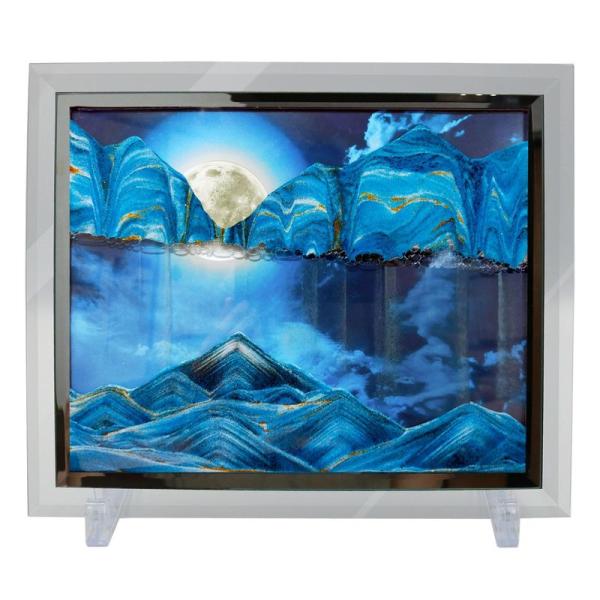 【商品名】　CHURACY 月が見え隠れする サンドピクチャー 置き型 アート 砂 インテリア サンドアート サンド ピクチャー 【商品説明】　・【4つの向きで楽しめる】上下左右それぞれの向きで、月の位置や雰囲気が変わる背景デザイン。砂との...