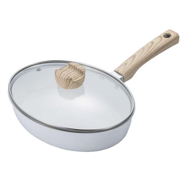 【商品名】　ベストコ セラミック IH ミニ グリルパン 18×24cm ガラス蓋付 オーバル型 スノーホワイト ND-6762 デイズセラティ 【商品説明】　・IH・ガス火を含むオール熱源対応・原産国：中国・商品サイズ：幅35.5×奥行2...