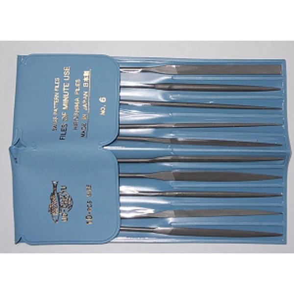 広島鑢製造所 魚地球印 精密 ヤスリ 03-1000 ♯6 - 10種 10本組 10本 やすり セット・平・半丸・丸・角・三角・鎬・先細・ダエン・刀刃・腹丸