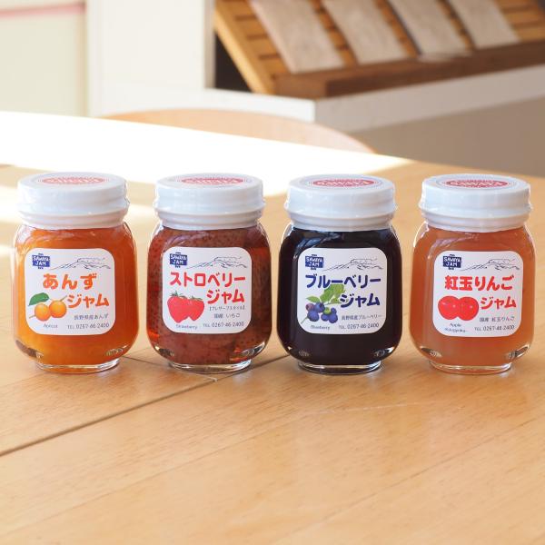 ■ジャムＳサイズ（内容量約125g）４本セットセット内容：ストロベリー（125g）、ブルーベリー（125g）、紅玉りんご（125g）、あんず（125g）※ギフトボックス入。包装してお届けいたします。