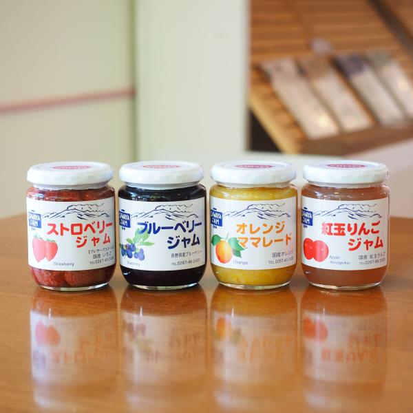 ■ジャムＲサイズ（内容量約270g）４本セットセット内容：ストロベリー（260g）、ブルーベリー（270g）、オレンジ（270g）、紅玉りんご（270g）※ギフトボックス入。包装してお届けいたします。