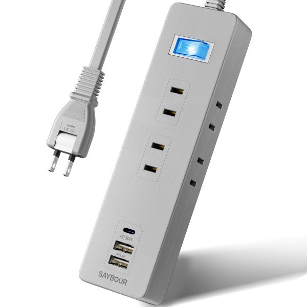 ◆2種のUSBポート付電源タップ：アダプタ要らずで急速充電可能。スマートICで最速かつ安全に充電。過充電・過電流等を抑え、充電によるデバイスの劣化を最小限に。◆USB出力：Type-C Max30W(急速充電規格PD30W対応),USB-A...