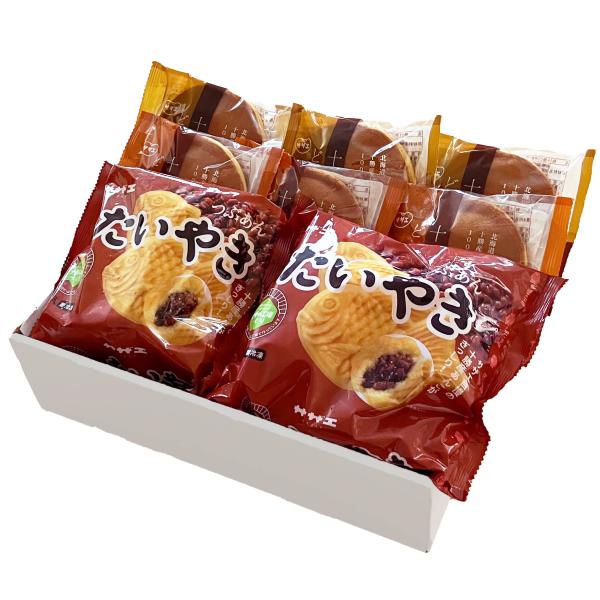 【内容】(1)たいやき つぶあん（90g×4尾）× ２P(2)十勝どらやき  つぶあん  　　　 × 3個(3)十勝どらやき 栗入白あん 　　　× 3個【アレルギー】(1)たいやき つぶあん（90g×4尾）：小麦、乳成分(2)十勝どらやき ...