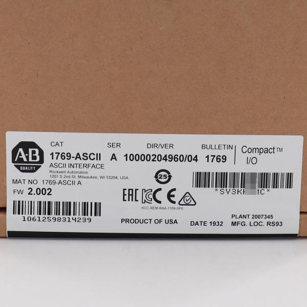 New Factory Sealed Allen-Bradley 1769-ASCII CompactLogix I/O US Stock 1769-ASCII新しい工場密封されたアレン・ブラッドリー1769-ascii compactlo...